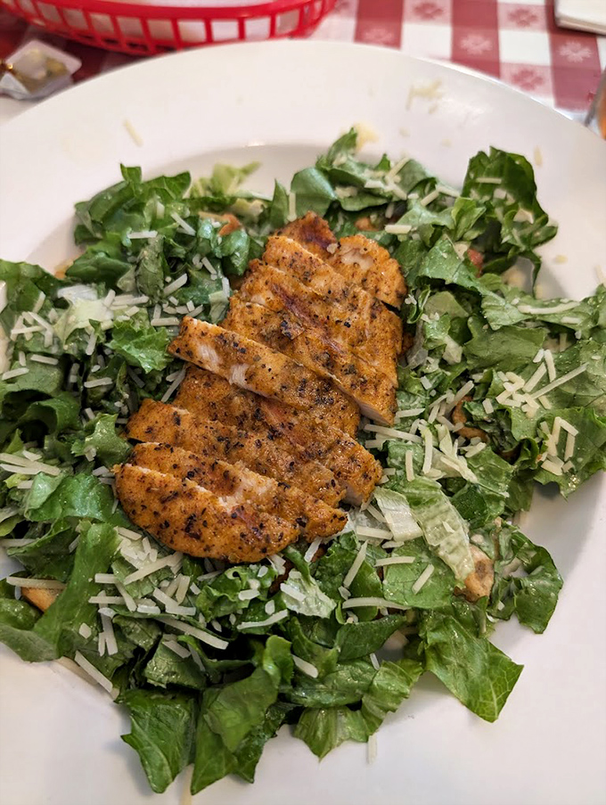 Grilled chicken salad that makes eating greens feel like an indulgence rather than a compromise. Who knew virtue could taste this good?
