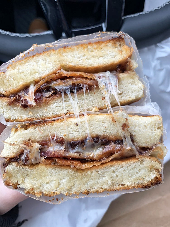 The Grilled Cheese transcends childhood nostalgia into grown-up decadence. That cheese pull deserves its own slow-motion soundtrack.