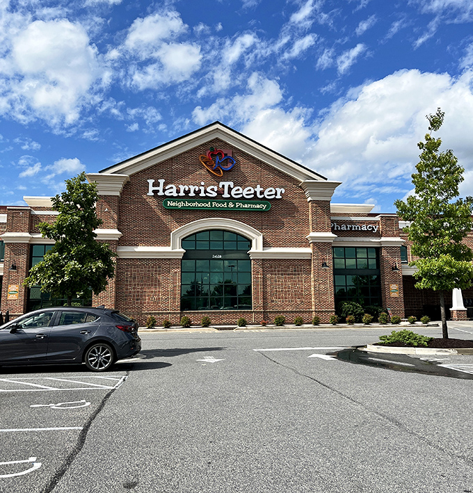 Even the grocery shopping experience gets an architectural upgrade in Easton, where Harris Teeter looks more like a community center than a supermarket.