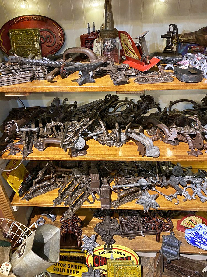 Hardware heaven for restoration enthusiasts. These aren't just hinges and hooks – they're mechanical jewelry for your vintage doors and cabinets.