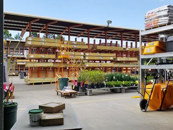 Even big-box hardware shopping feels less corporate when surrounded by garden plants basking in that famous Georgia sunshine.