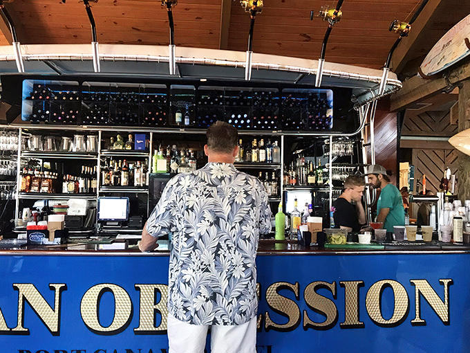 A bar stocked like a pirate's dream, with enough rum varieties to make Captain Morgan himself do a double-take. "Ocean Obsession" indeed.