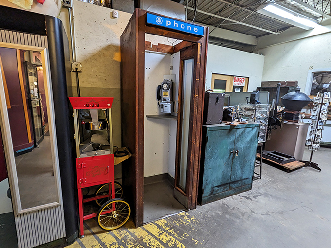 Step into this phone booth and emerge in an era when "call waiting" meant standing in line with a pocketful of dimes.