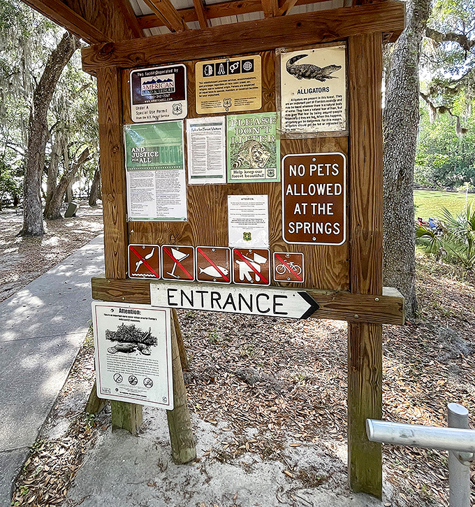 Rules and regulations &ndash; the fine print of paradise. Worth reading if only to learn why alligators deserve your respect from a distance.