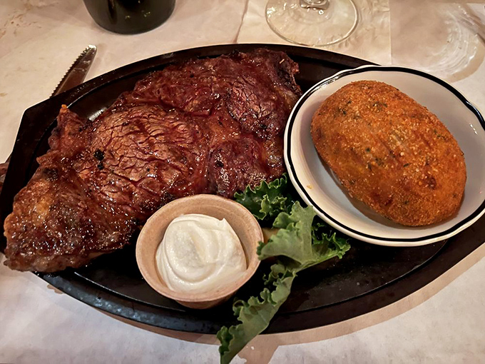 A steak so perfectly cooked it makes you wonder why you ever bothered grilling your own. The potato's not bad either.