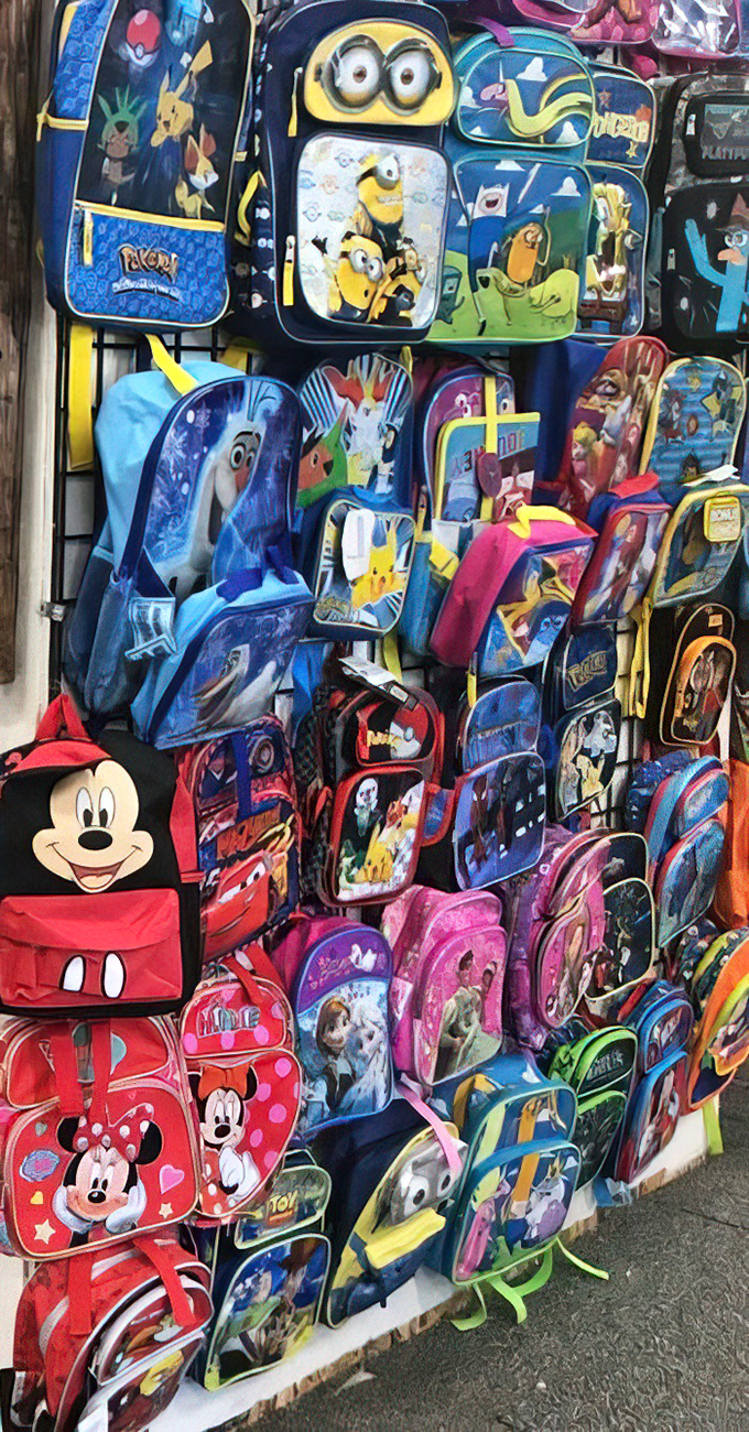 Backpack bonanza where cartoon characters compete for the honor of carrying homework and half-eaten sandwiches to school.