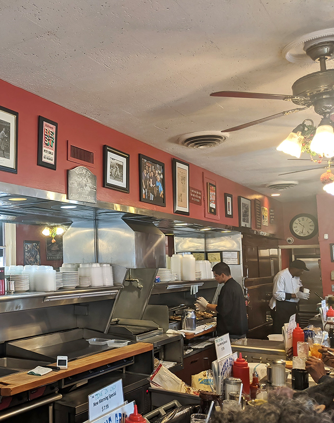 The kitchen&mdash;where breakfast magic happens without smoke and mirrors, just skilled hands and well-seasoned equipment that knows its job.