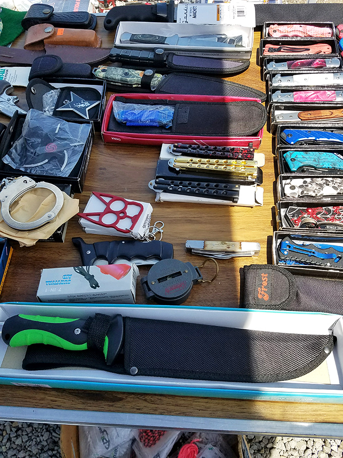 The blade runner's paradise. Knife collectors converge here, where every handle tells a story and every blade has purpose.