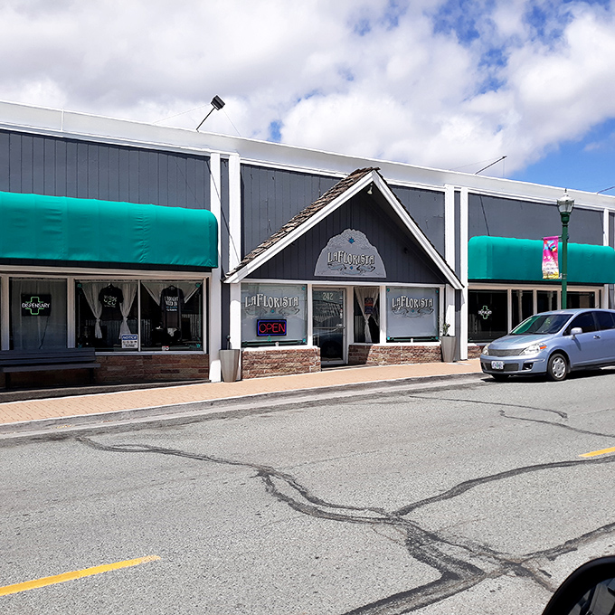 La Florista's storefront brings a touch of modern retail to Weed's traditional downtown, blending old-town charm with new-town commerce.