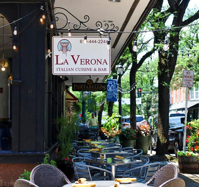 La Verona's outdoor tables whisper promises of authentic Italian flavors while the street-side setting adds a dash of people-watching to your meal.