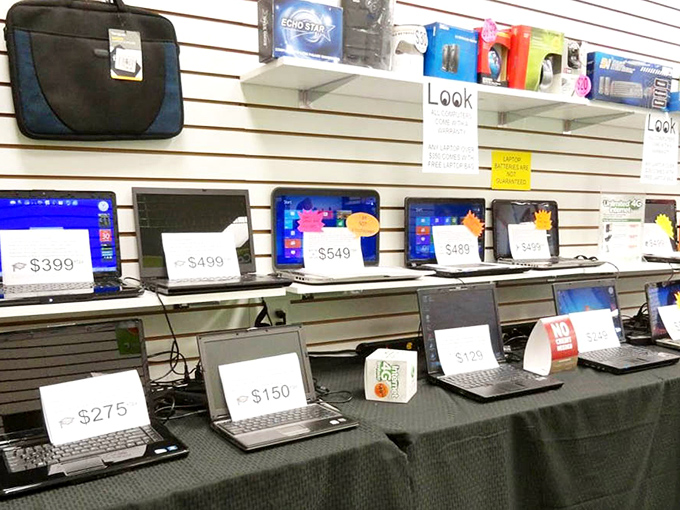 Laptop row presents a timeline of technological evolution &ndash; each machine with its own history, waiting for a second chapter.