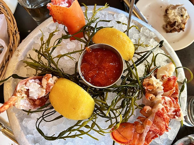 This lobster cocktail isn't just seafood&mdash;it's ocean royalty holding court on a bed of ice. The presentation alone is worth the trip.