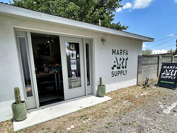 Marfa Art Supply provides creative ammunition for inspired souls. Even the cacti look artistically arranged.