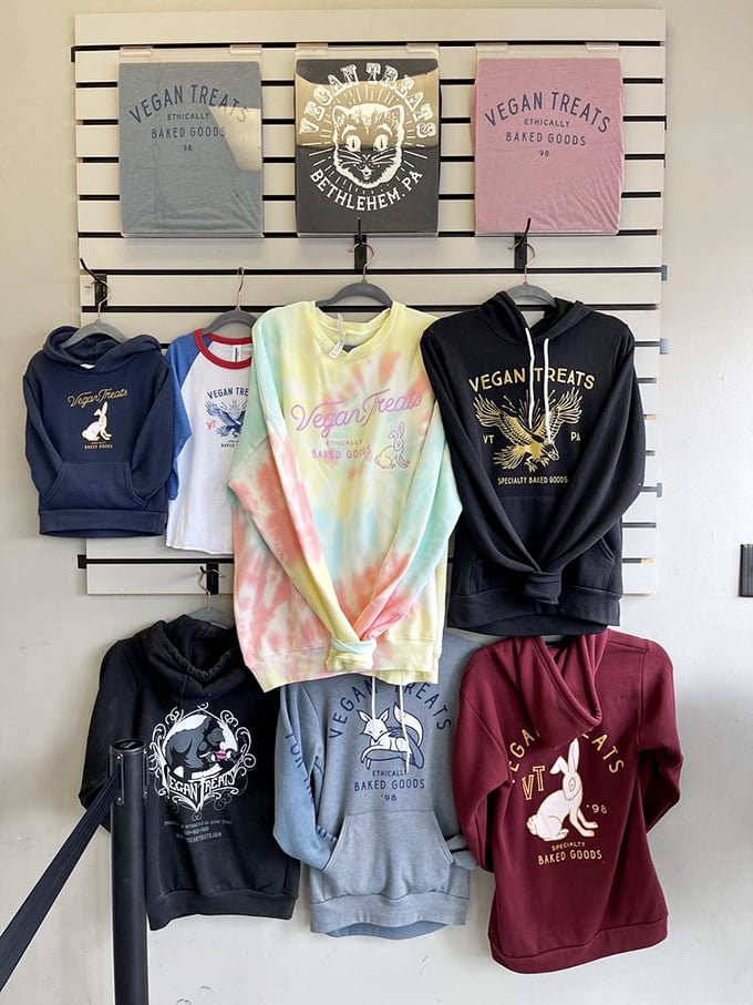 Wearing your love for vegan treats isn't just fashion—it's a lifestyle statement. The tie-dye sweatshirt is calling my name.
