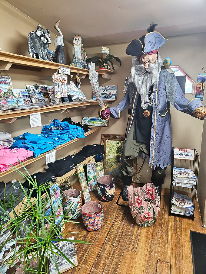 The gift shop doesn't just sell souvenirs&mdash;it sells the whole quirky Florida experience, complete with a watchful wizard.