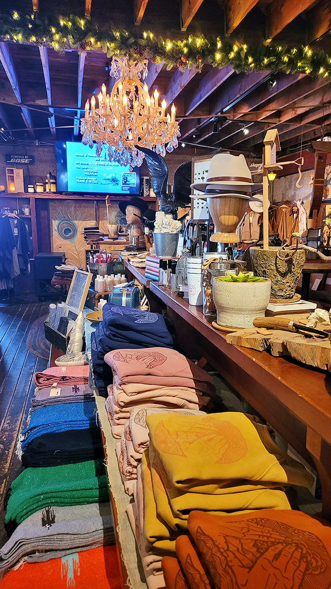 Even the merchandise reflects the frontier spirit that makes this mountain hideaway feel genuinely authentic throughout.