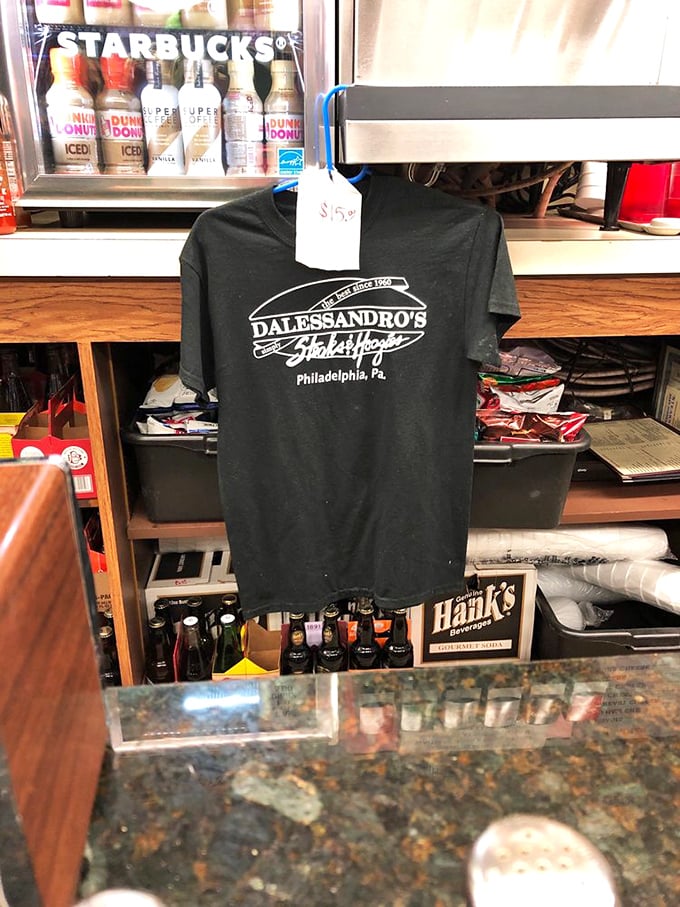 Merchandise that lets you take home bragging rights. The t-shirt says: "Yes, I've experienced the real Philadelphia."