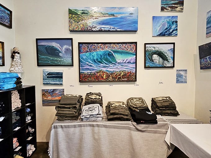 Sea Harvest merch brings the coast to your closet&mdash;tees, hoodies, and more, set against wave-splashed artwork that keeps the ocean close even after you leave.