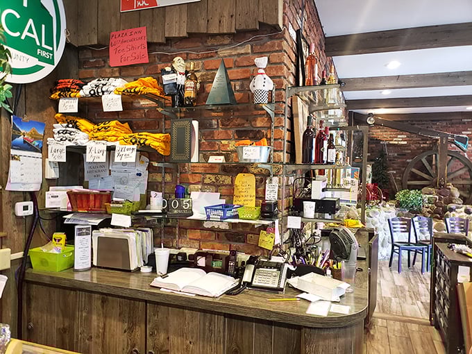 The host station doubles as a small marketplace of local treasures. Every small town restaurant needs a touch of charm.