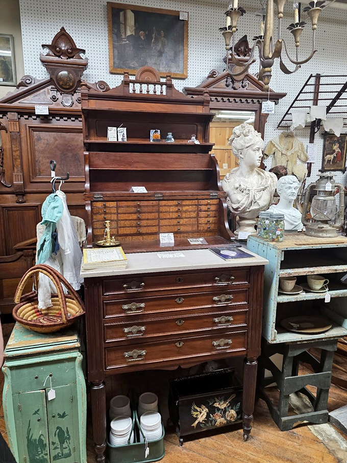 This magnificent multi-drawer cabinet once organized a craftsman's world. Today it stands as functional art, waiting for its next caretaker.