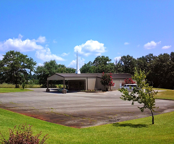 This modest church with its simple steeple represents the spiritual heart of many small Southern communities, where faith and fellowship intertwine.