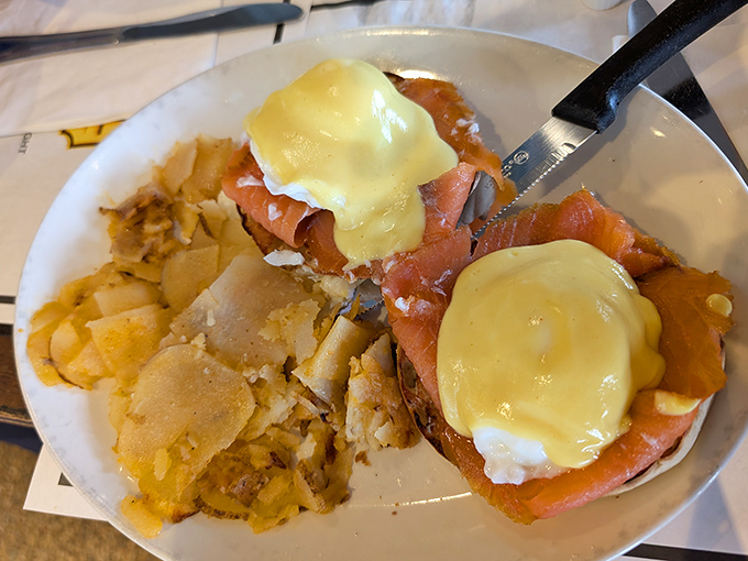 The Nova Scotia Benedict&mdash;where salmon and hollandaise engage in a dance so beautiful it makes breakfast feel like the fanciest meal of the day.
