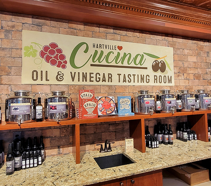 The oil and vinegar tasting room proves that Hartville isn't just about comfort food&mdash;it's where tradition meets culinary adventure.