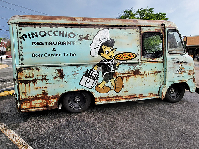 This vintage food truck has seen better days, but it's a charming relic of Pinocchio's evolution and enduring presence in the community.