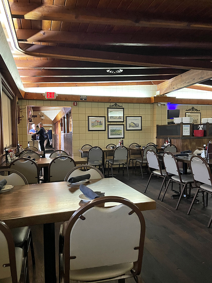 Another angle of the dining room where countless "Oh my god" moments have occurred mid-bite. Simple, honest, and ready for action.