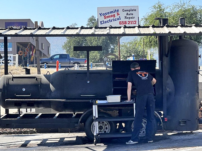 The serious business of smoking meat happens right outside &ndash; this is barbecue transparency at its finest.