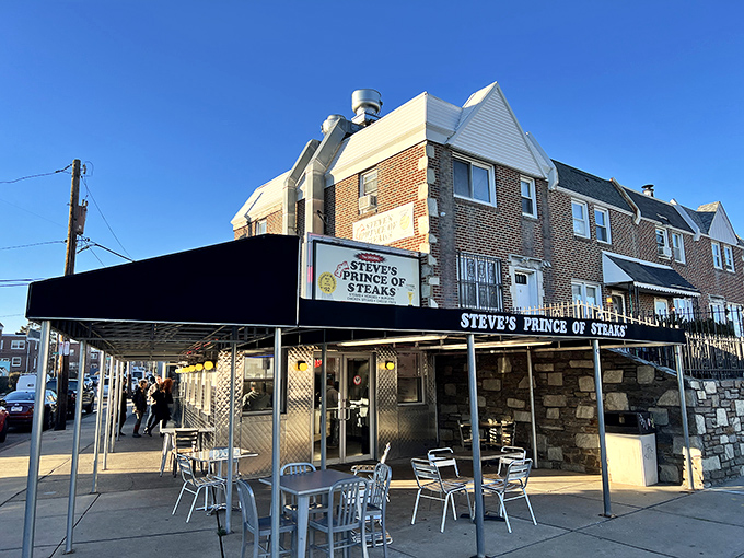 Outdoor seating for those who can't wait to get home&mdash;because sometimes a cheesesteak moment demands immediate attention.
