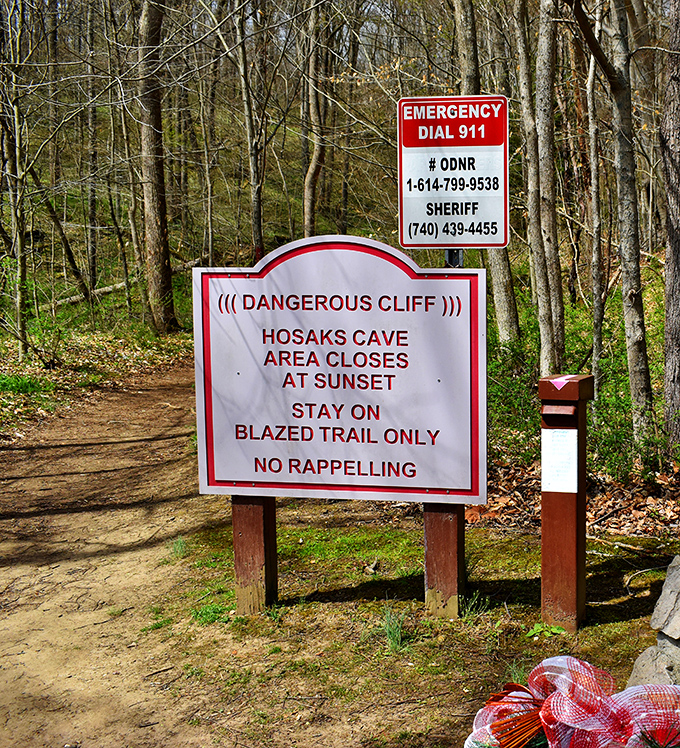 Nature's warning system: Where the "dangerous cliff" signs serve as both safety measure and unintentional dare to teenage boys everywhere.