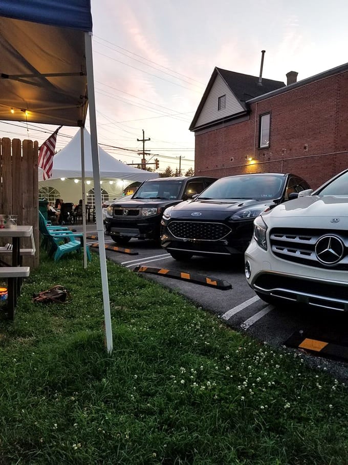 Outdoor seating where summer evenings transform ordinary meals into special occasions. Even luxury cars line up&mdash;good taste knows no boundaries.