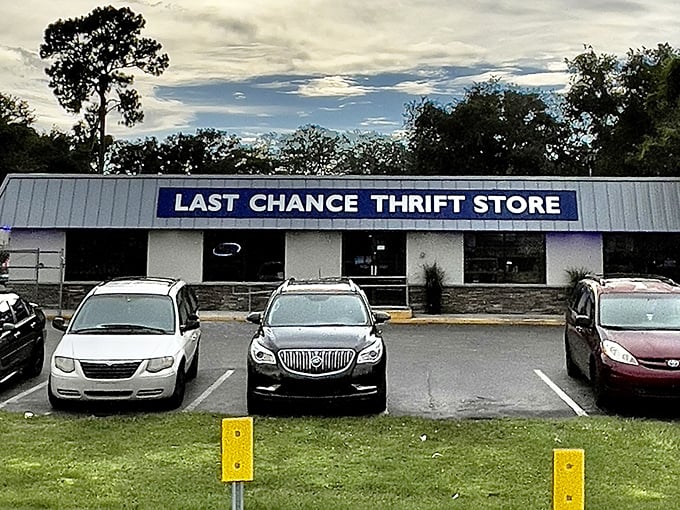 The exterior view reveals nothing of the wonderland within. Like a speakeasy for bargain hunters, you need to know what awaits inside.