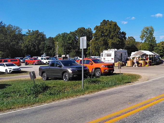 The packed parking lot tells the real story—when locals and travelers alike converge on a rural spot, you know there's something worth experiencing beyond those vendor tents.