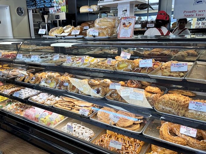 The pastry case at Olsen's isn't just a display; it's a museum of edible masterpieces where art and appetite gloriously collide.