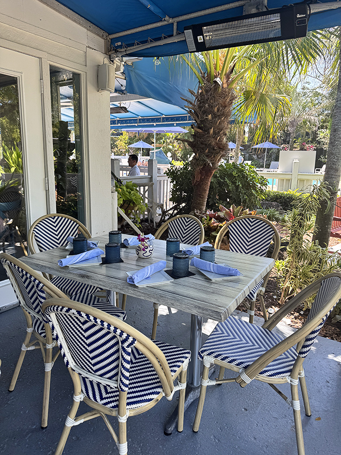 The patio seating isn't just outdoor dining &ndash; it's front-row tickets to the best show in town: Florida being Florida.