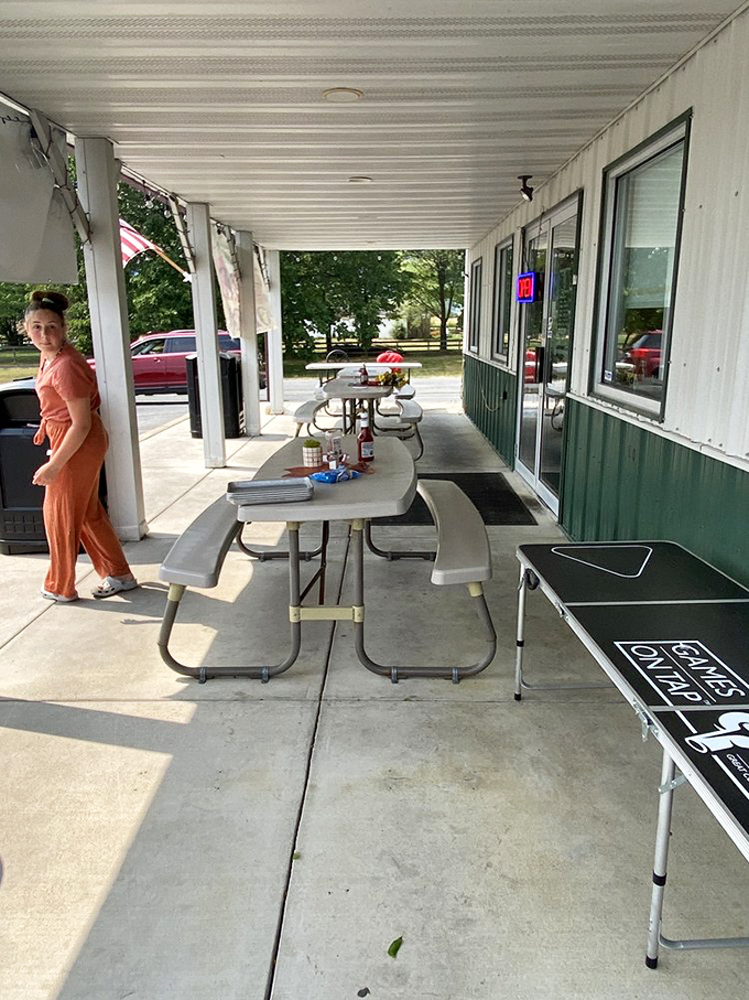 The covered patio offers a front-row seat to the smoker's aromatic performance&mdash;nature's dinner theater with the best possible soundtrack.