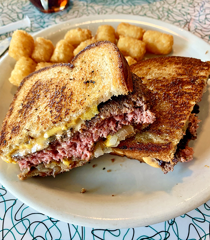 The patty melt&mdash;diner royalty that never disappoints. Perfectly grilled bread revealing a glimpse of the beefy, oniony, cheesy paradise within.