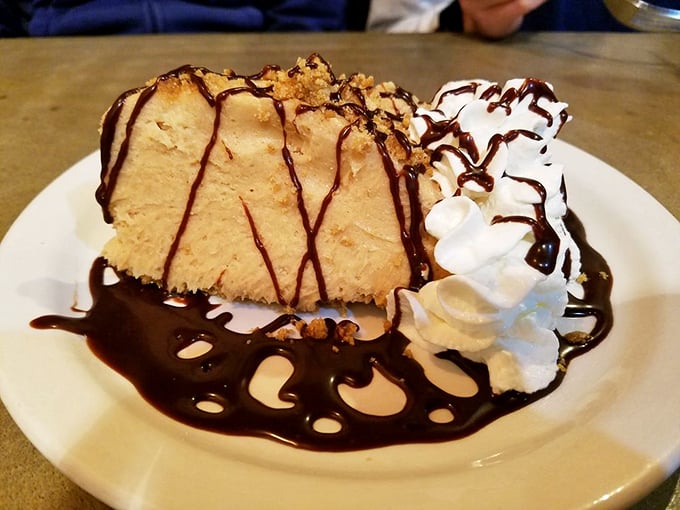 Peanut butter pie drizzled with chocolate that doesn't just end your meal &ndash; it makes you question why you wasted time on the main course.