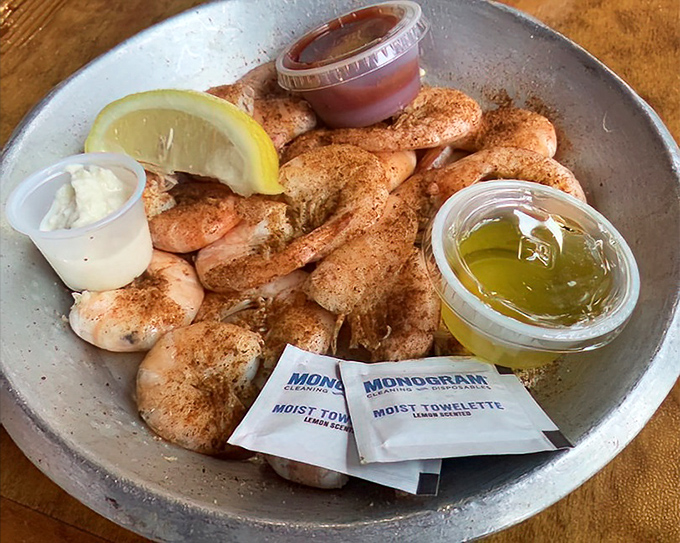 Peel-and-eat shrimp: interactive dining at its finest. These plump, perfectly seasoned crustaceans make you work just enough to feel you've earned every delicious bite.