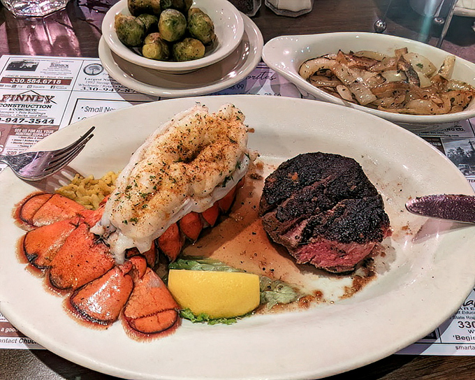 Surf and turf perfection: a petite filet with a lobster tail. The ultimate "I can't decide" solution that ensures you don't have to.