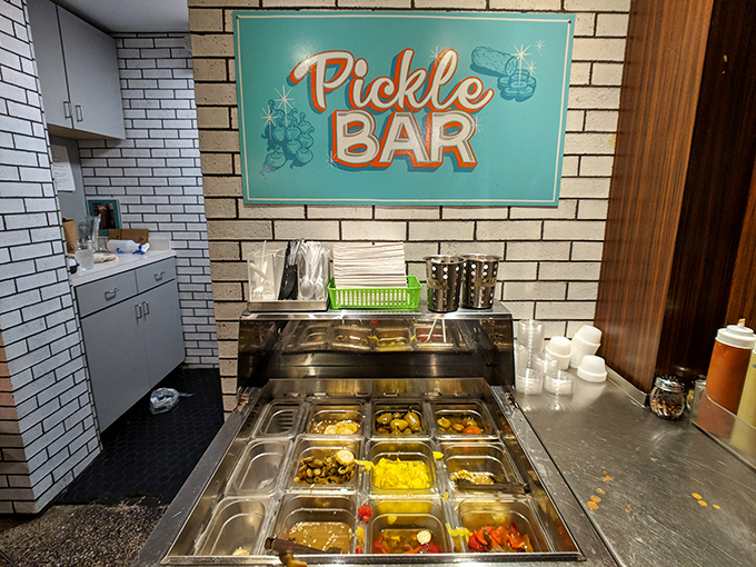 The pickle bar stands ready for customization &ndash; because sometimes the perfect sandwich is just one pickle chip away from greatness.