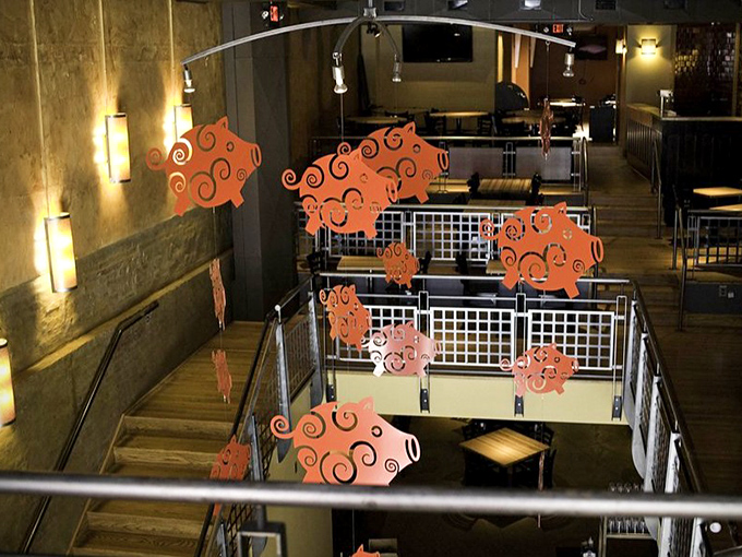 Flying pigs decorations&mdash;because when the barbecue is this good, the impossible becomes possible and pigs might actually take flight.