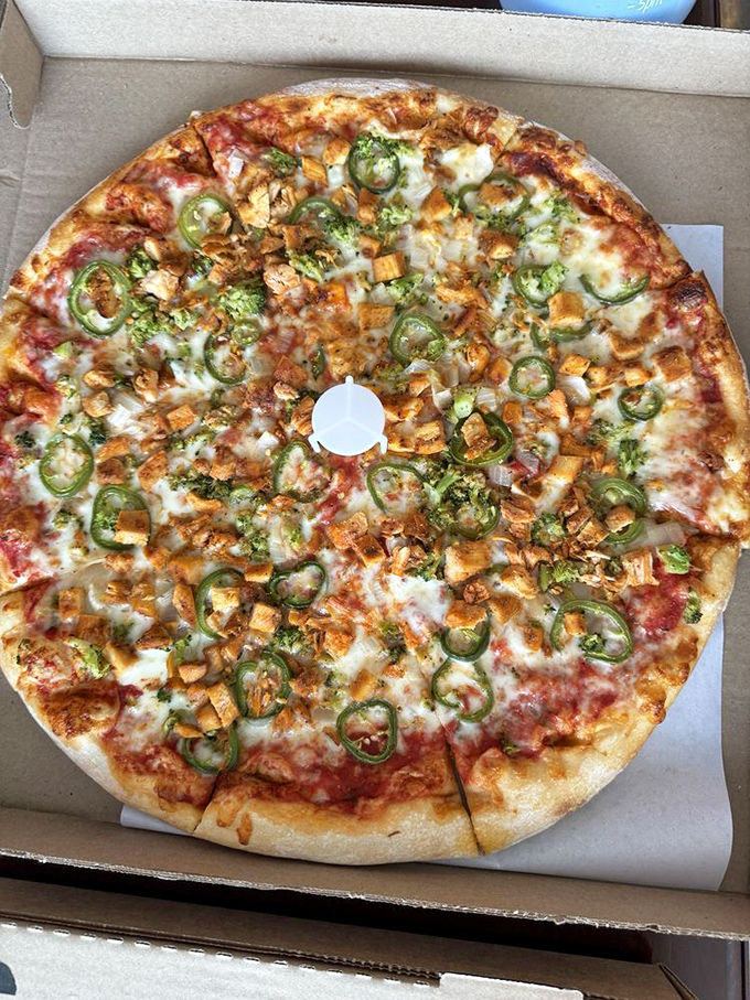 This chicken and jalape&ntilde;o masterpiece proves San Lucas doesn't just make great pizza&mdash;they create edible art with the perfect kick of heat.