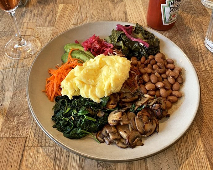 The plant-based plate looks like a farmers market decided to throw a party on your table.