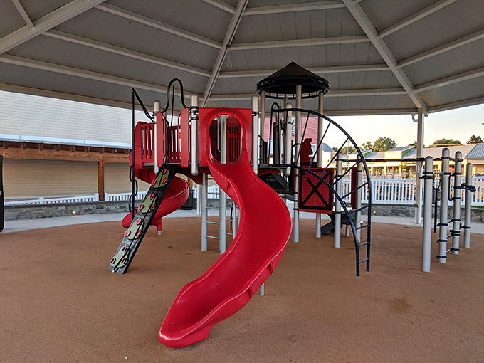 Little shoppers can burn off energy at the playground area, while parents contemplate how many shopping bags can fit in the trunk.