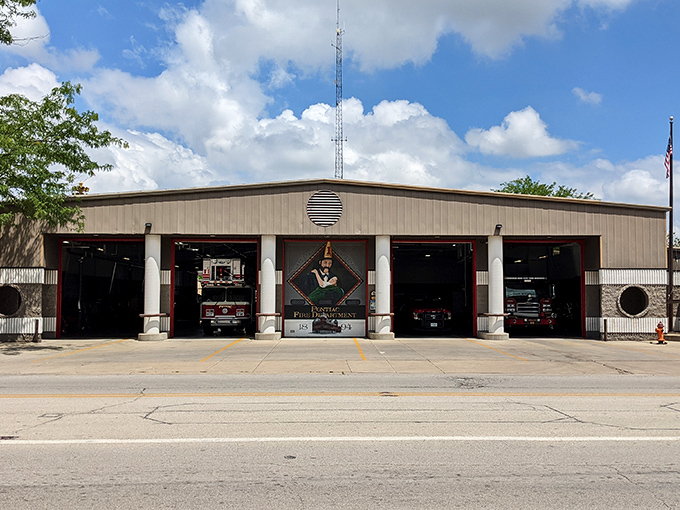 Pontiac's fire station stands ready with its doors wide open&mdash;like the town itself, prepared to welcome both emergencies and curious visitors with equal efficiency.