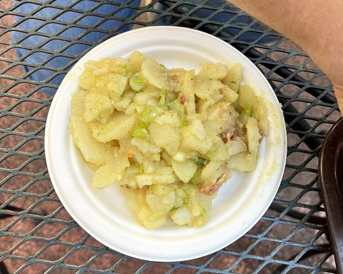 German potato salad done right&mdash;vinegary, warm, and studded with bacon bits. This isn't your supermarket deli counter's sad side dish.