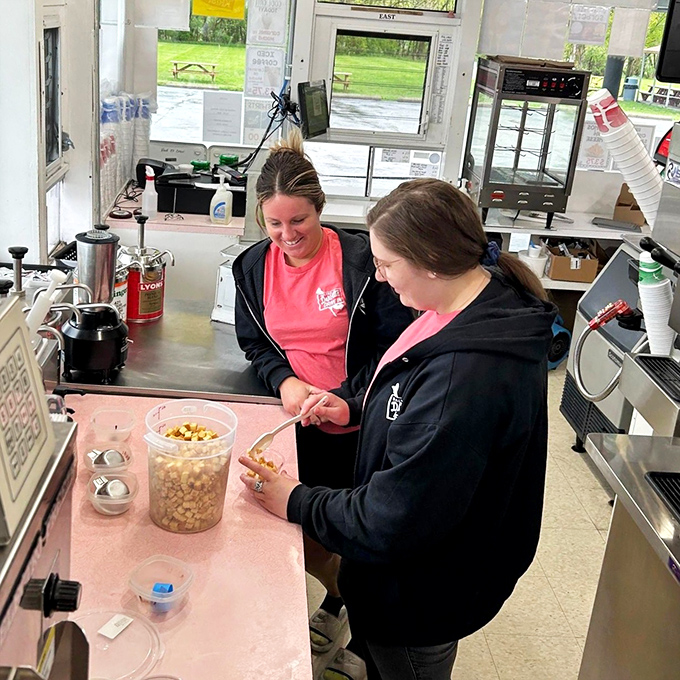 In the prep area, fresh ingredients await transformation into the comfort food classics that have kept this place thriving for generations.